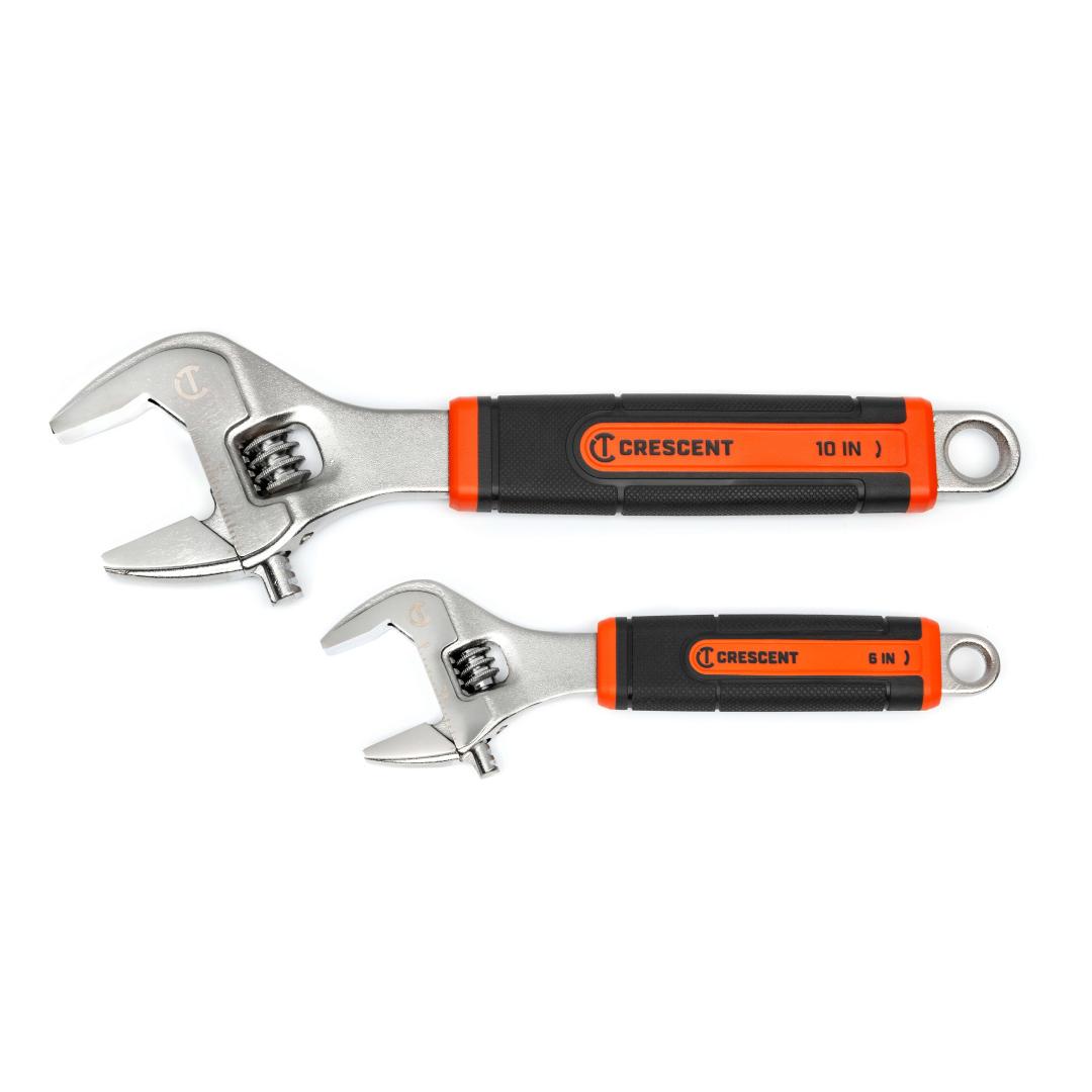 2 Piece 6" & 10" Quick-Fit-Jaw Adjustable Wrench Set - Crescent Tools